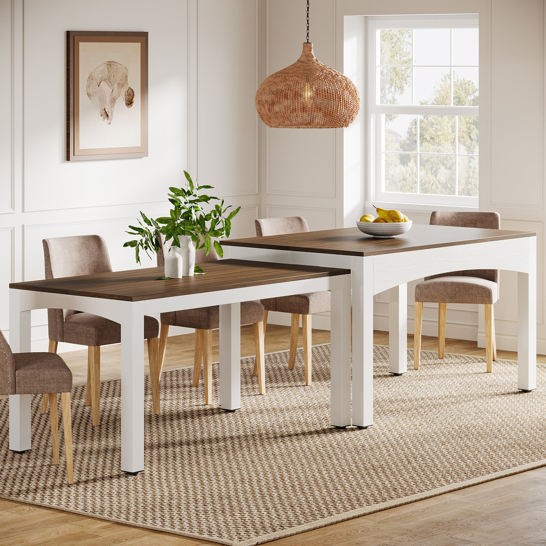 Ebern Designs 94.5" Farmhouse Extendable Dining Table & Reviews | Wayfair